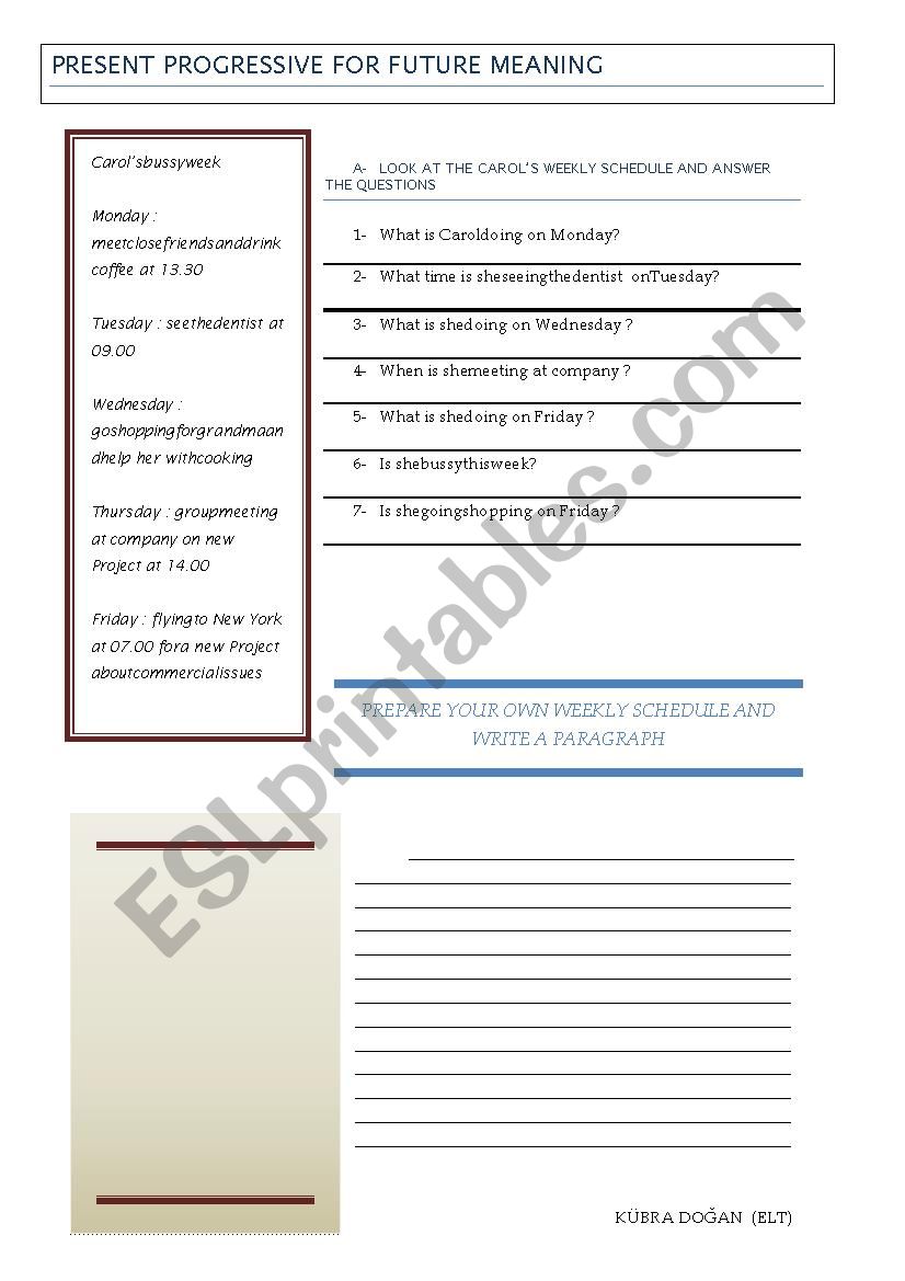 present progressýve for future - ESL worksheet by kubraemrah