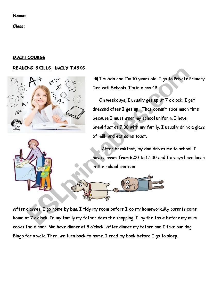 Daily Routines simple Present Tense ESL Worksheet By Seloshh
