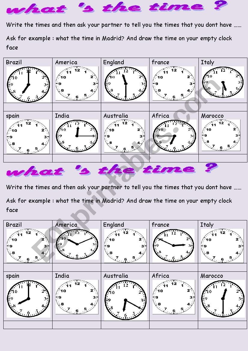 what´s the time - ESL worksheet by primpi