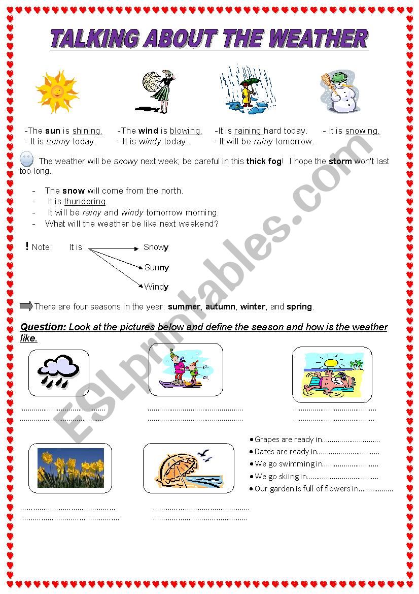 What´s the weather like? - ESL worksheet by Miss Cho