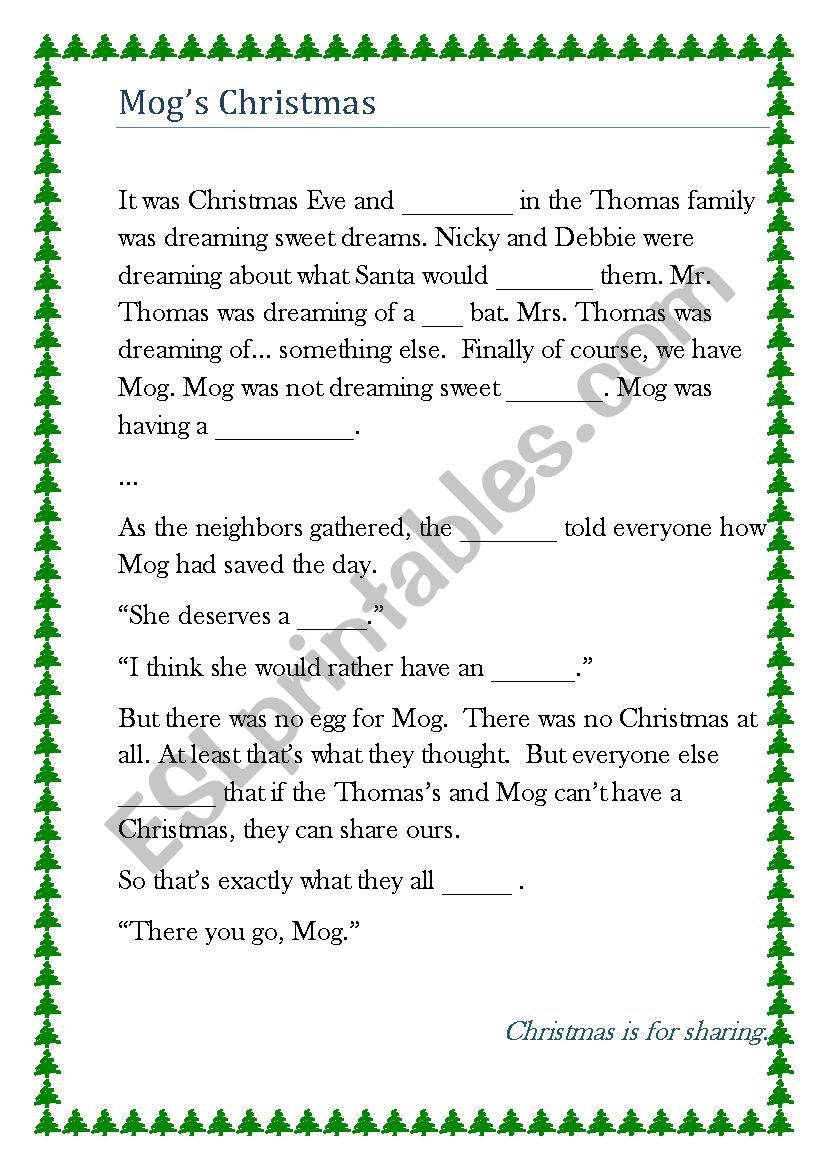 Mog´s Christmas - ESL worksheet by sonrisa_kinney