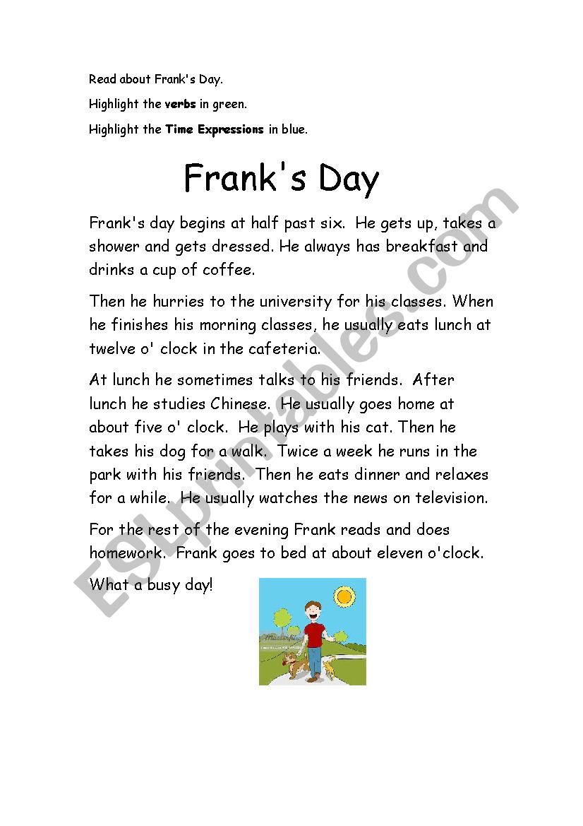 Frank´s Day - ESL worksheet by isme