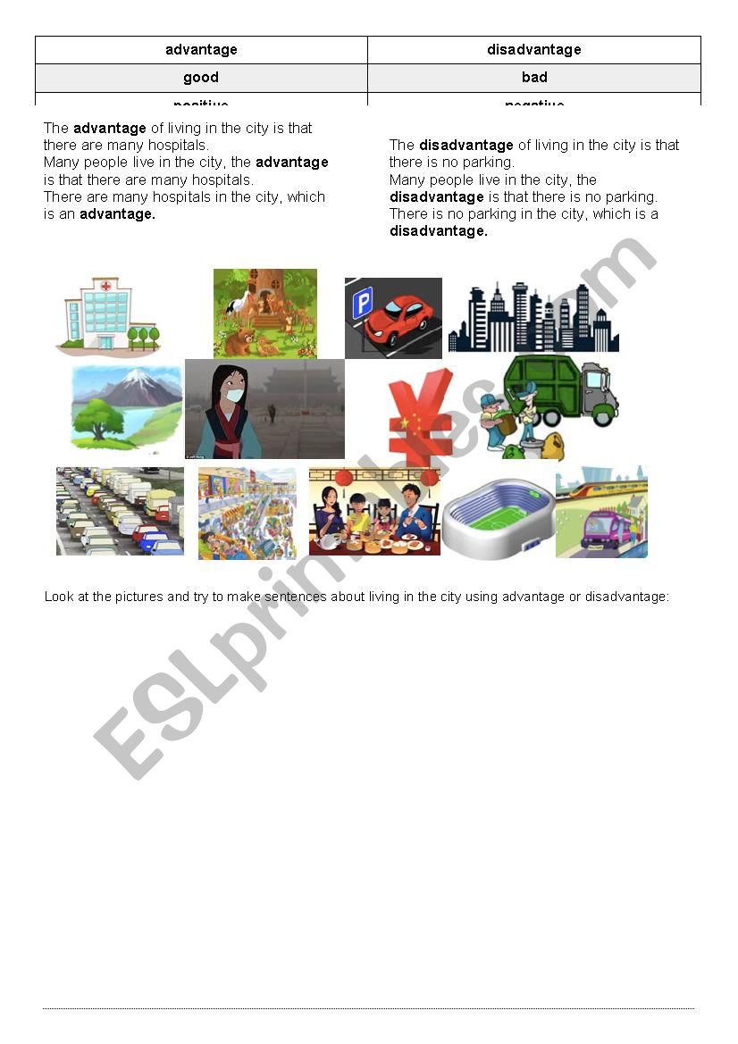 Advantage and Disadvantage - ESL worksheet by shunyigoetz Advantage and Disadvantage - ESL worksheet by shunyigoetz