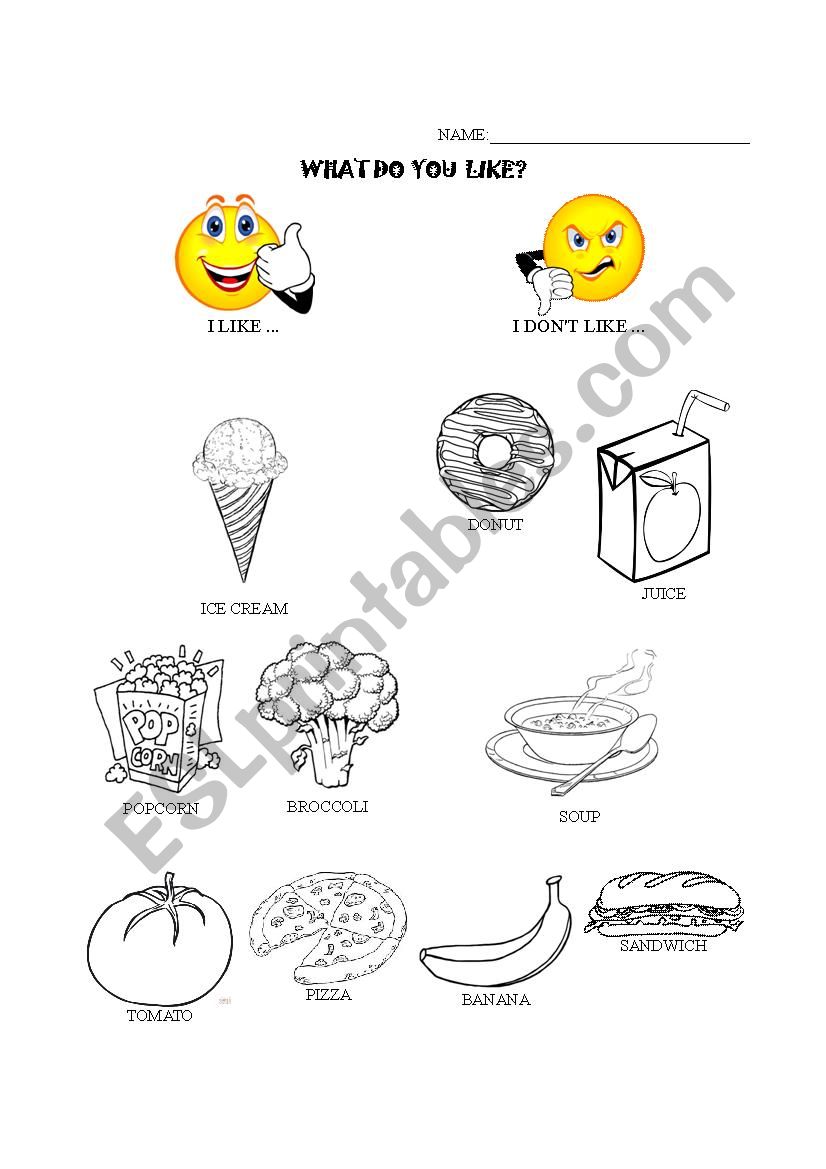 What do you like? - ESL worksheet by alijaynewilliams