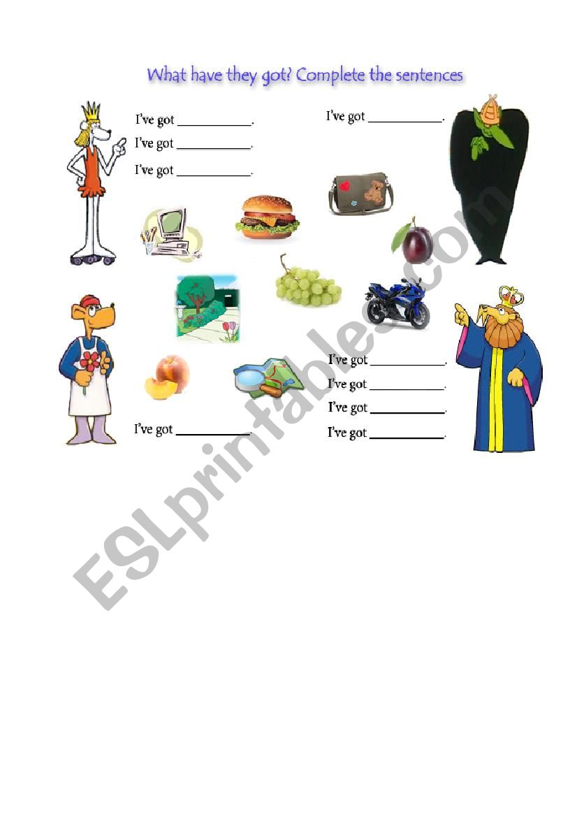 Muzzy cartoon task - "I´ve got.." - ESL worksheet by Ninka93