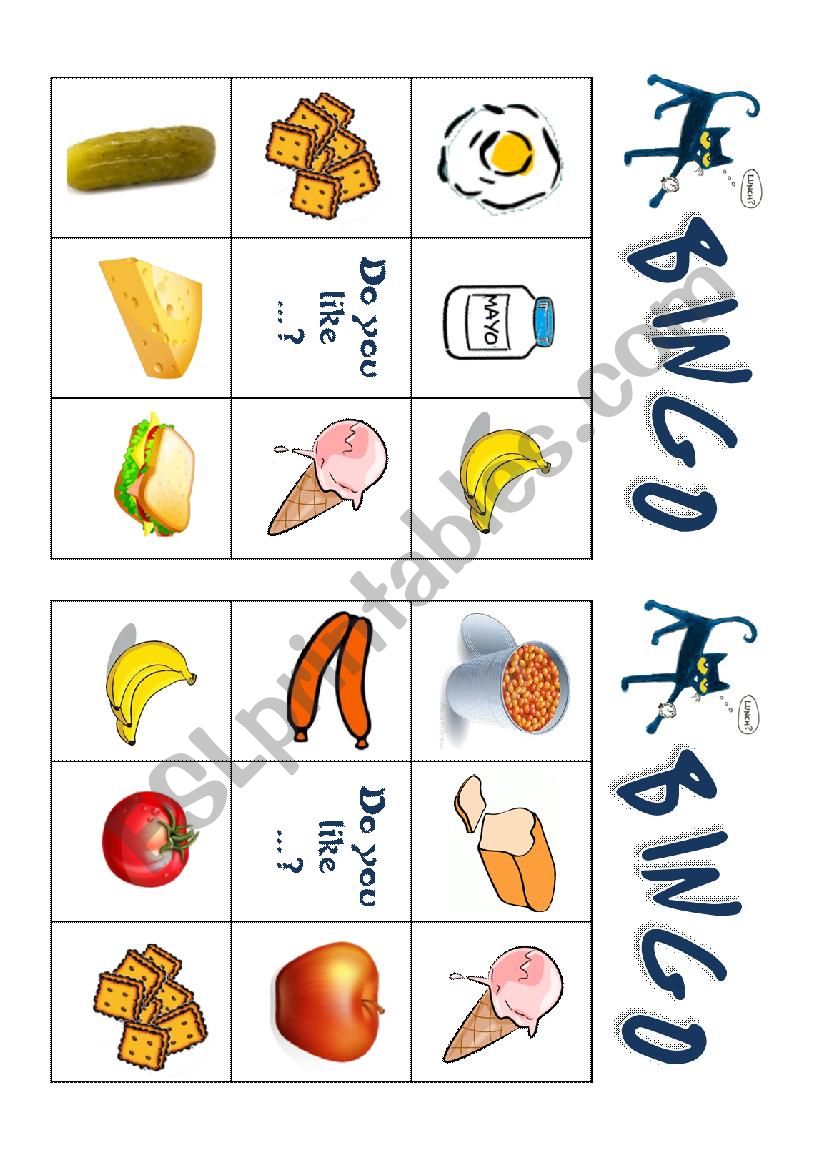 Pete´s BIG lunch - Pete the Cat Bingo / Survey (part 2) - ESL worksheet ...