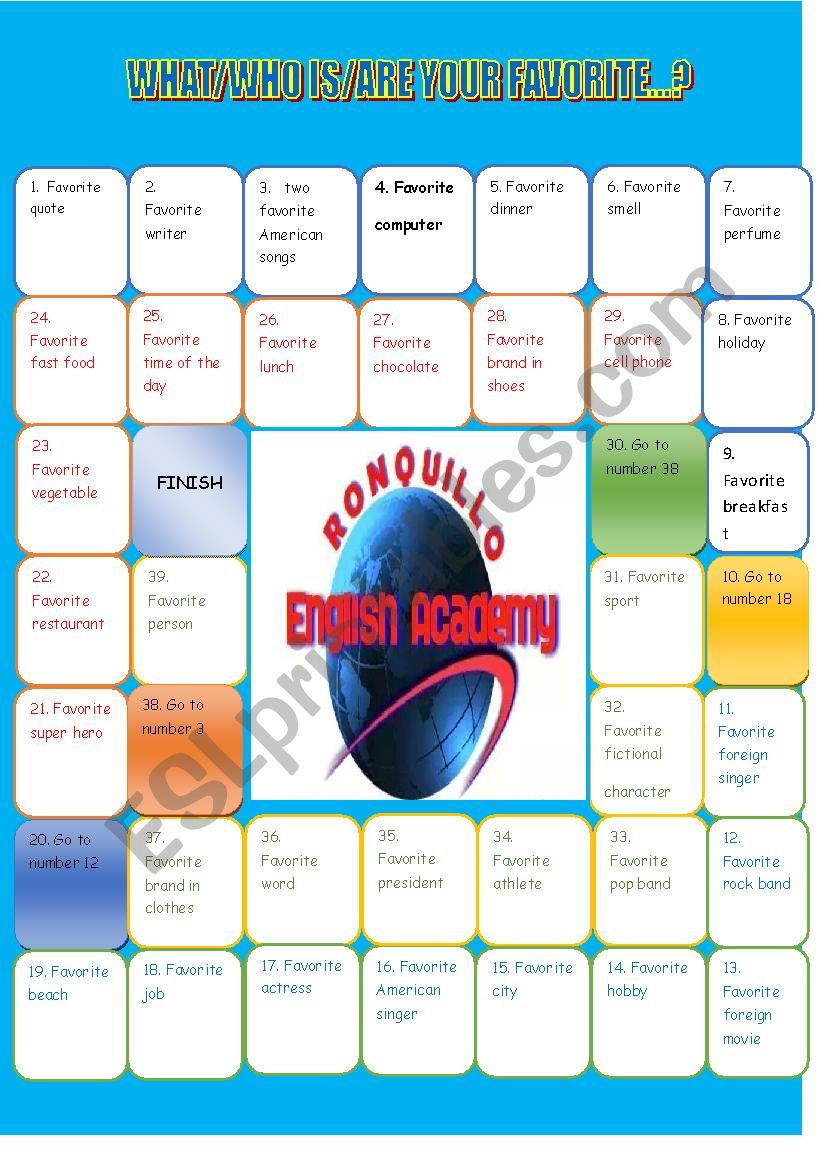 What´s your favorite...? FAVORITE BOARD GAME 2 - ESL worksheet by danielr.