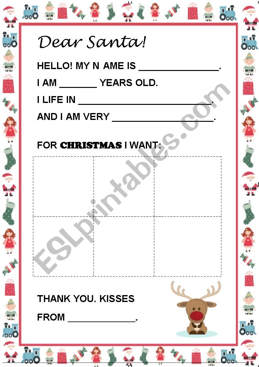 Santa´s Letter Easy - ESL worksheet by Blaueta