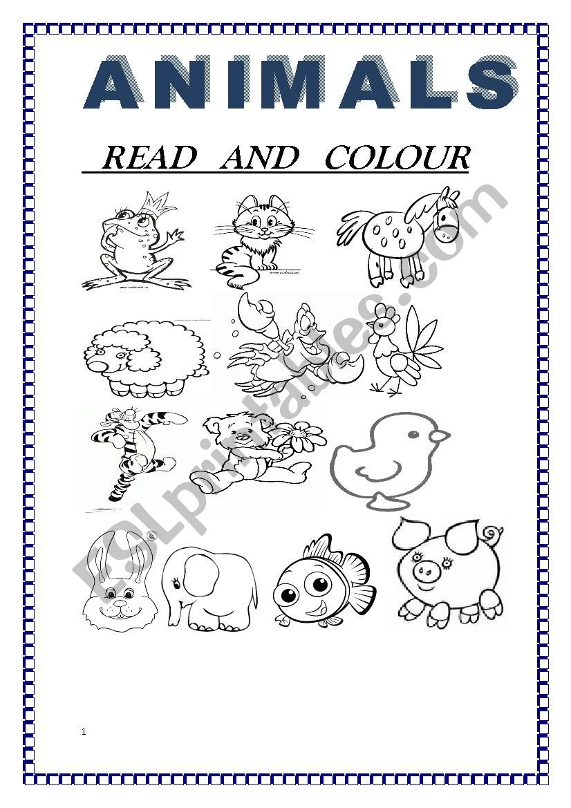 Animals. Read and colour - ESL worksheet by Khrys Animals. Read and colour - ESL worksheet by Khrys