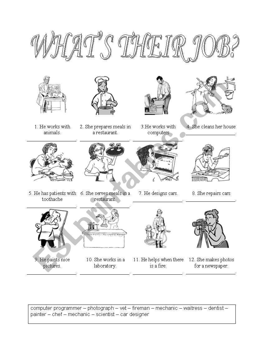 WHAT´S THEIR JOB? - ESL worksheet by s.lefevre