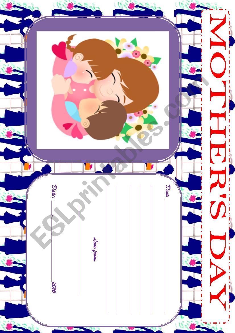 MOTHER´S DAY - POSTCARD - ESL worksheet by ascincoquinas