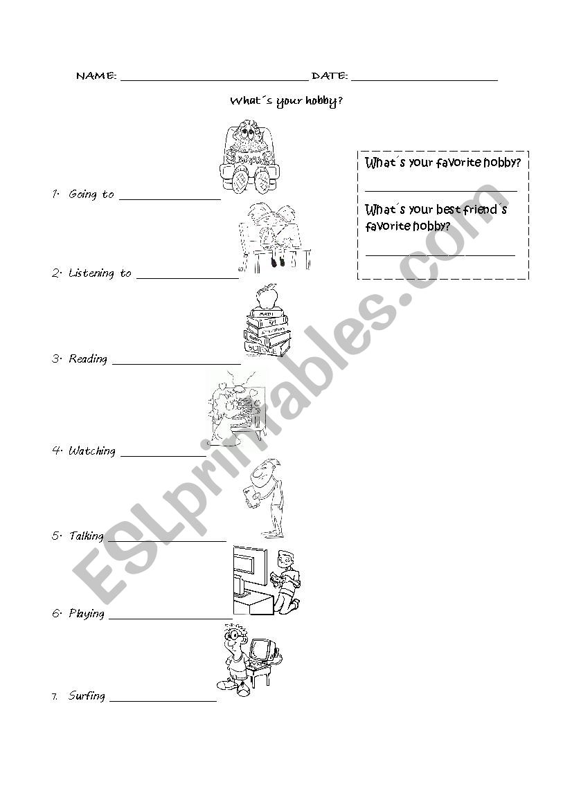 What´s your favorite hobbie? - ESL worksheet by missfany