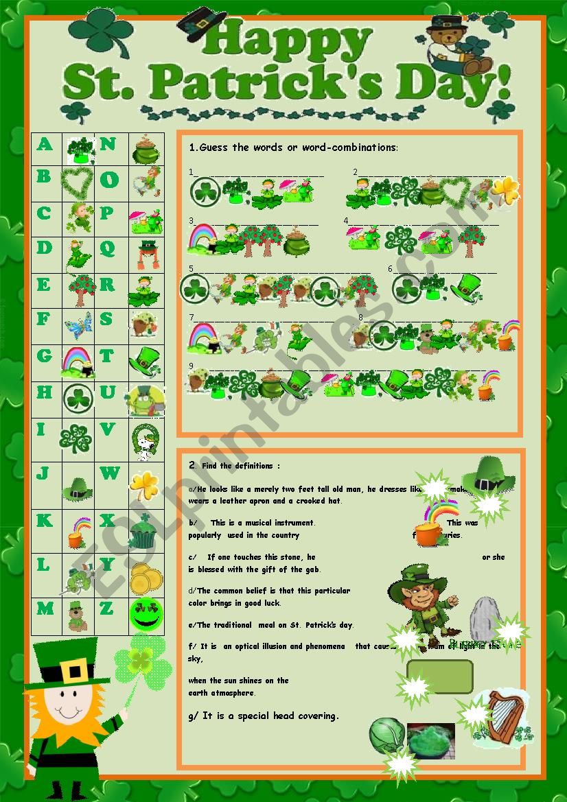 CRYPTOGRAM. Saint PATRICKÂ´S DAY - ESL worksheet by myemma