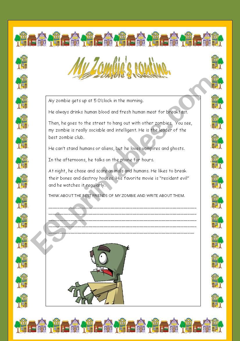 My zombie´s routine - ESL worksheet by ANISWANG