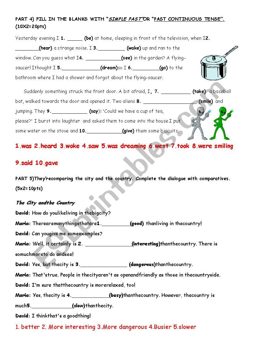 “SIMPLE PAST” OR “PAST CONTINUOUS TENSE”. - ESL worksheet by seloshh