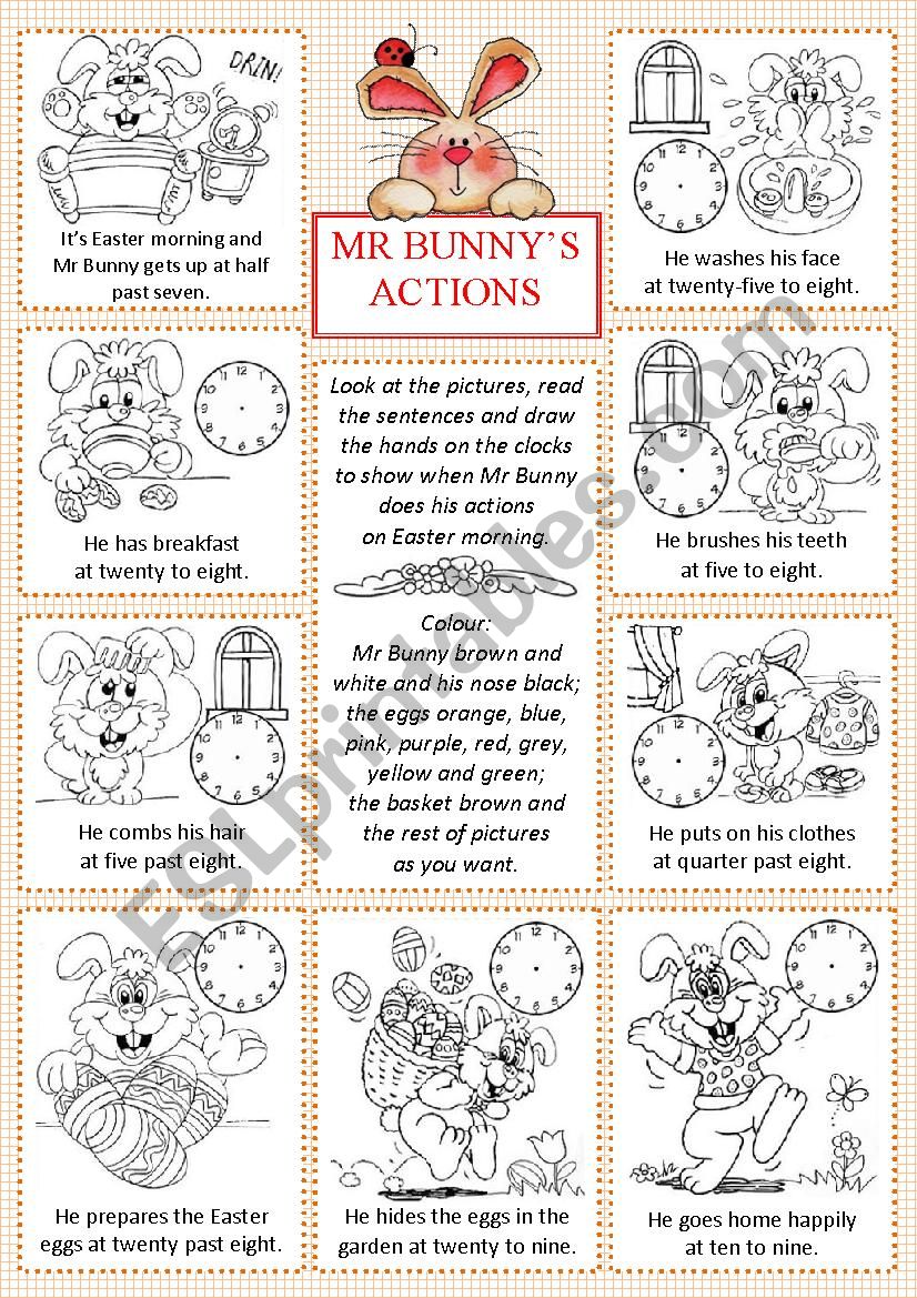 Mr Bunny´s actions - ESL worksheet by chiaretta