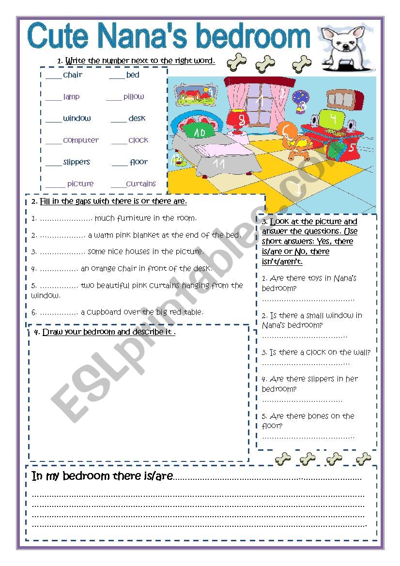 Nana´s bedroom - ESL worksheet by asiulhg