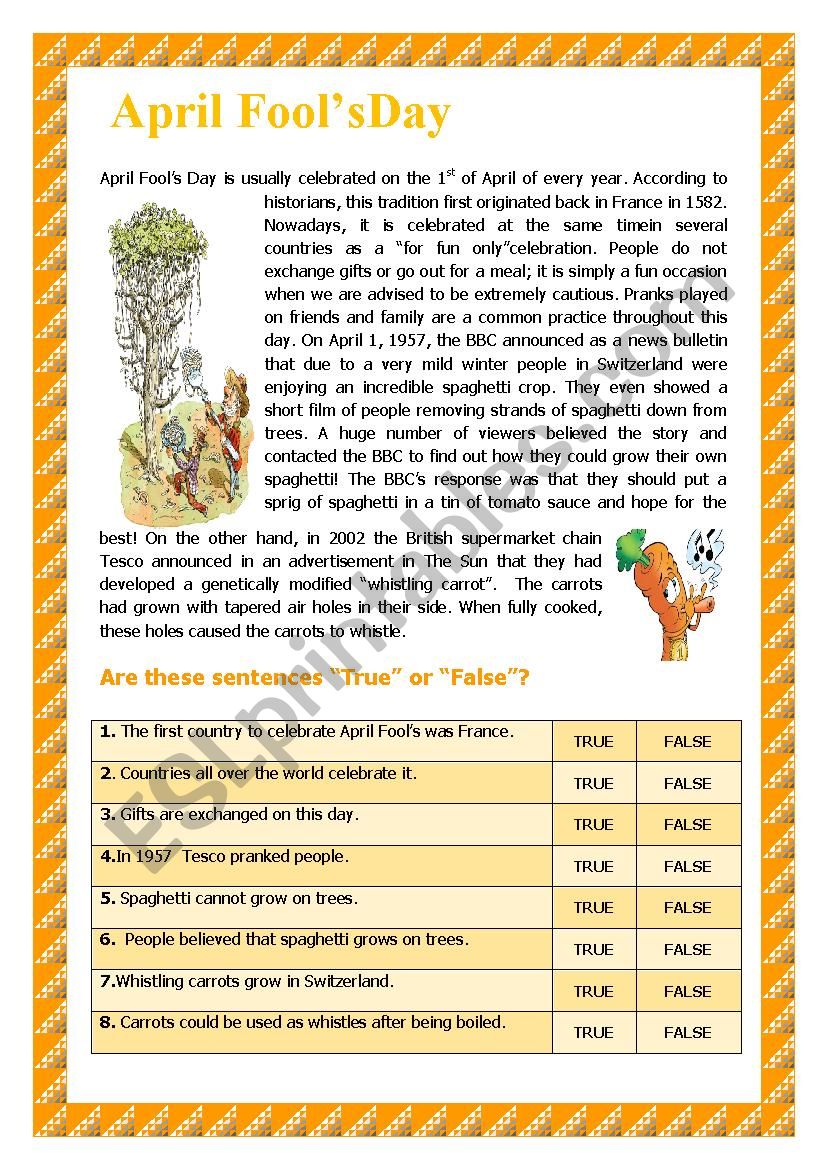 April Fool´s Day - ESL worksheet by Elle81