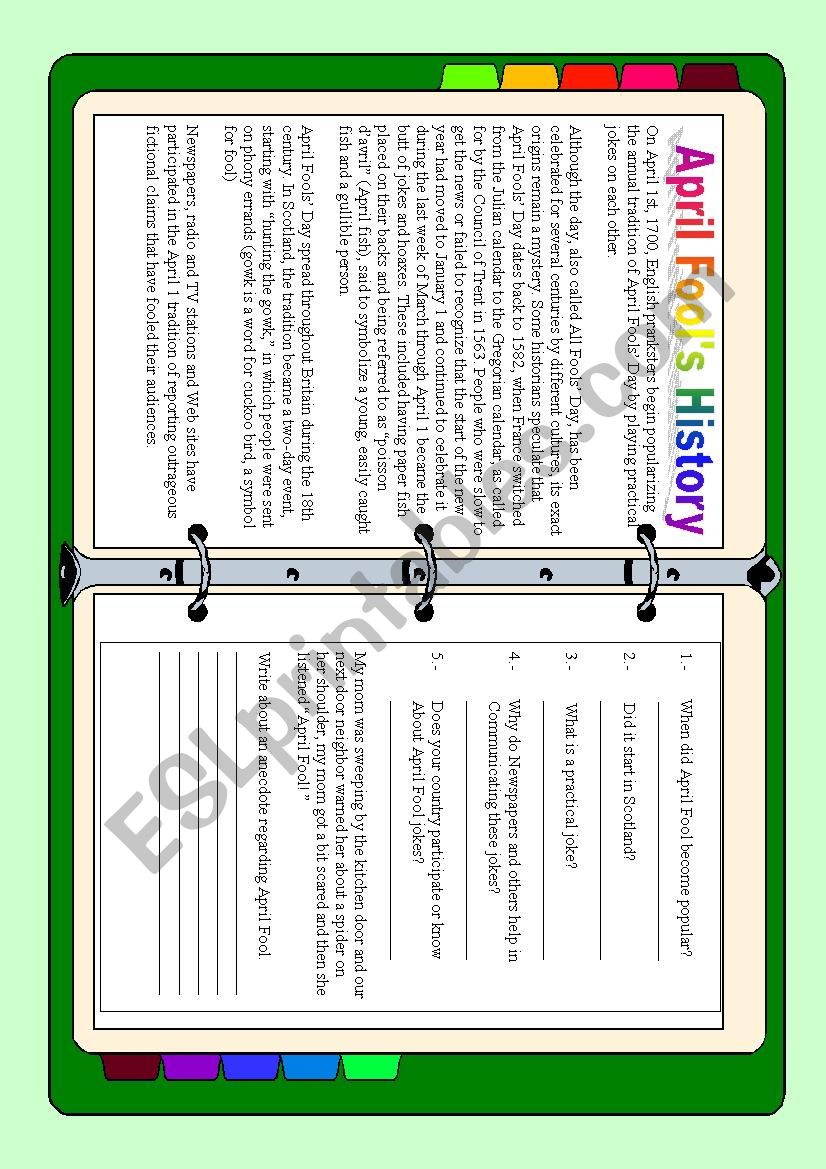 About April Fool´s Day - ESL worksheet by carfer