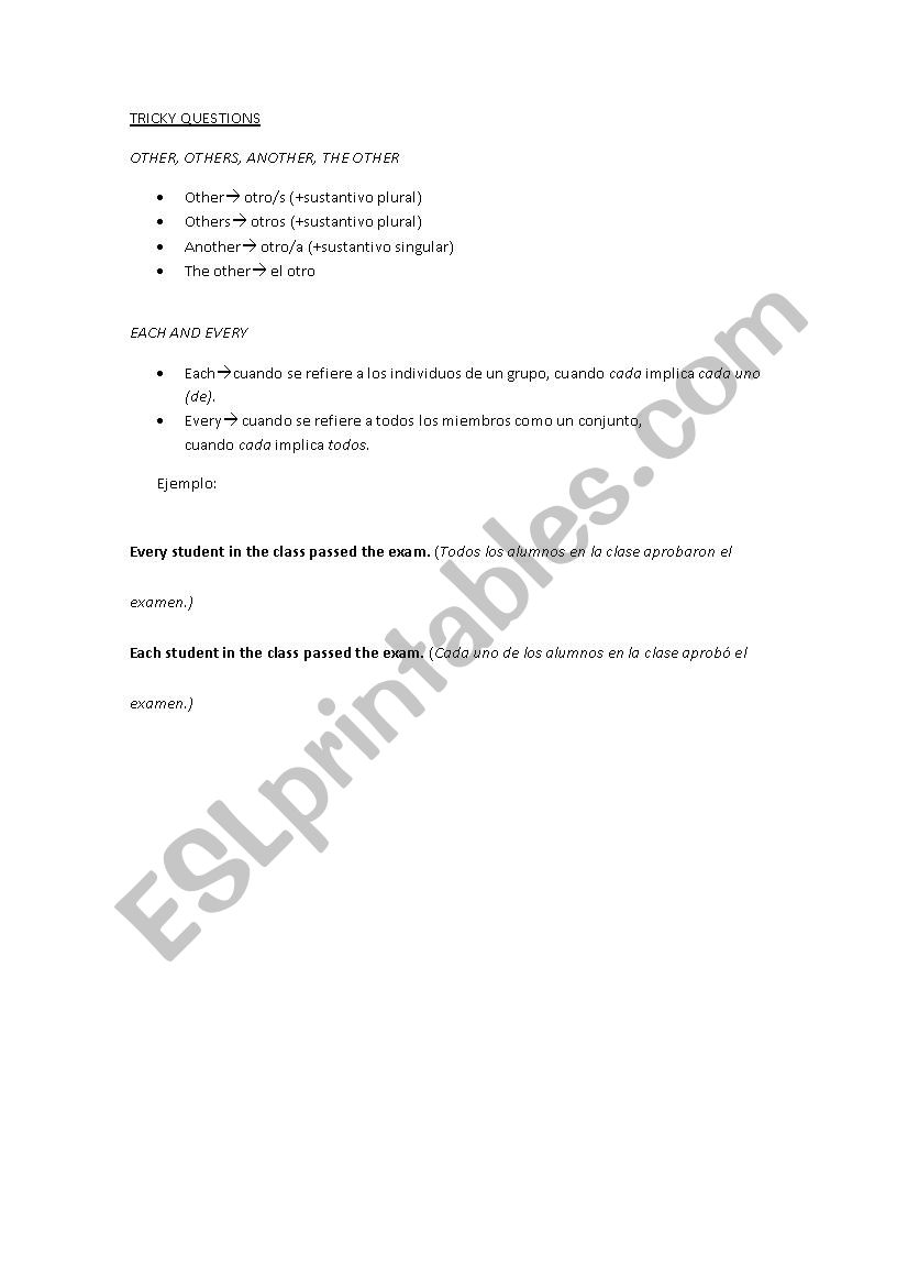 Tricky questions - ESL worksheet by analcantara1220 Tricky questions - ESL worksheet by analcantara1220