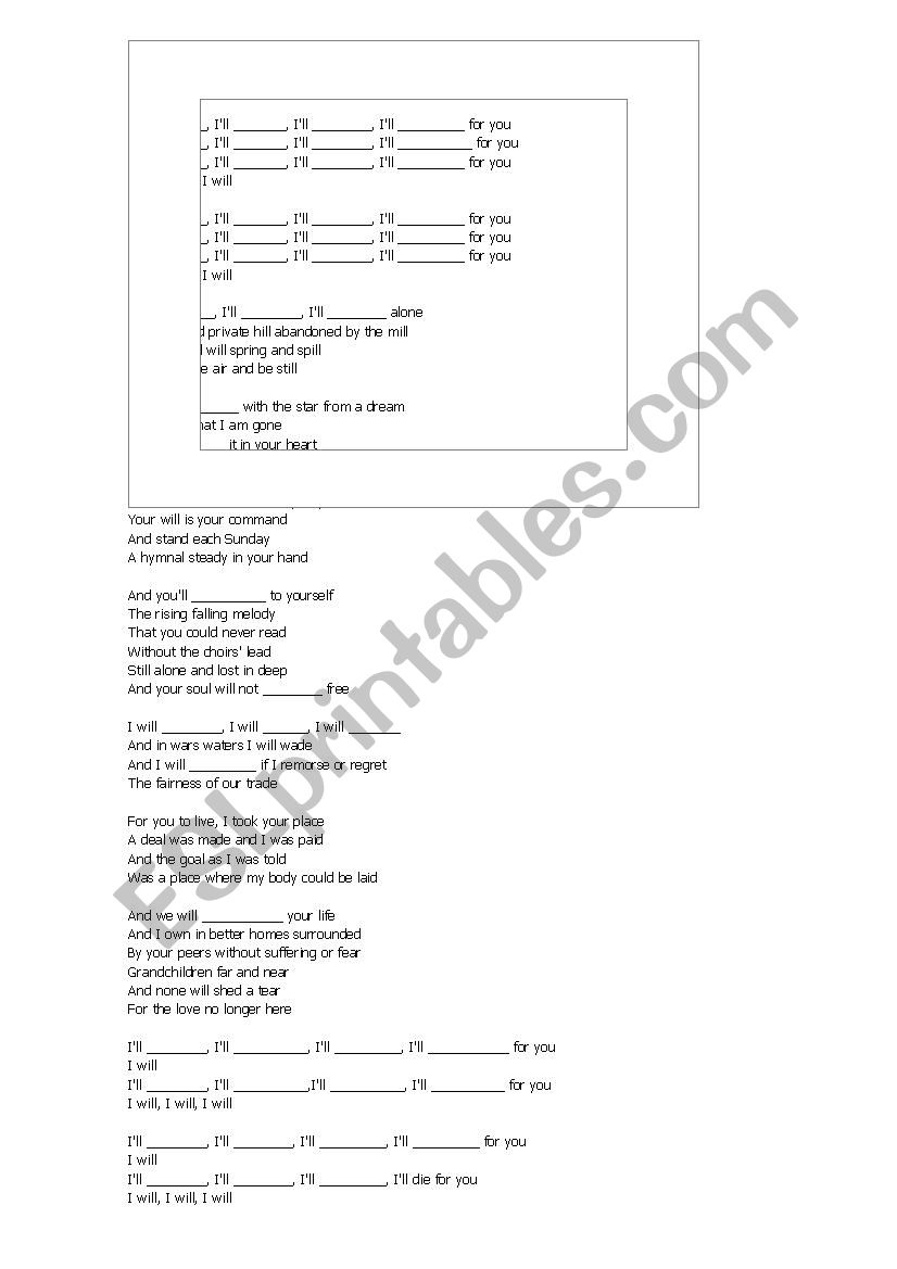 Song: I´ll fight - ESL worksheet by pmendez