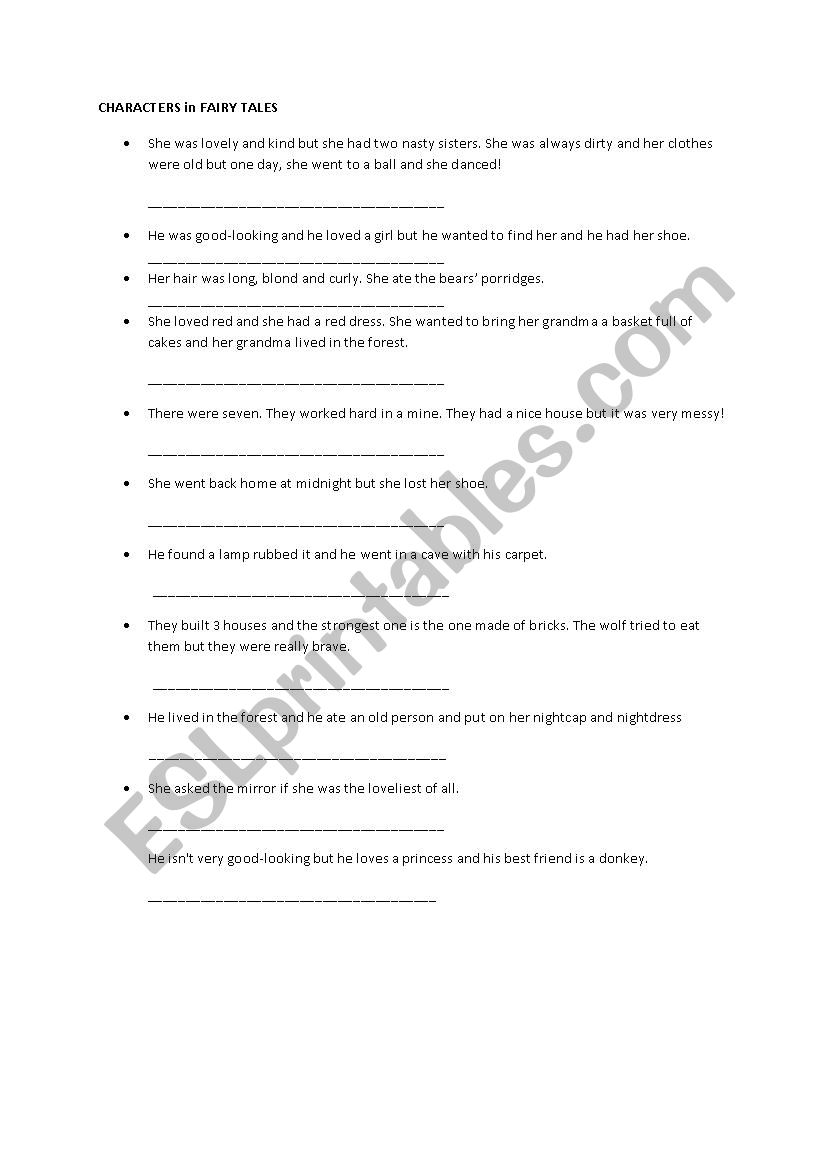 Let´s find the name of the characters! - ESL worksheet by etreluyer