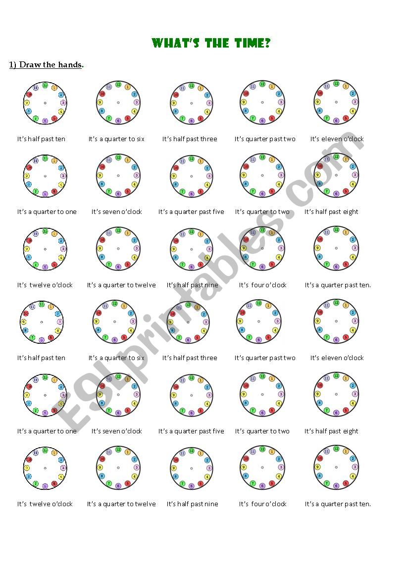 What´s the time? - ESL worksheet by ye86