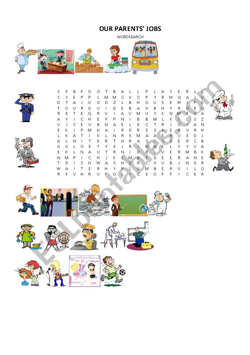 OUR PARENTS´ JOBS WITH KEYS - ESL worksheet by gsalvir