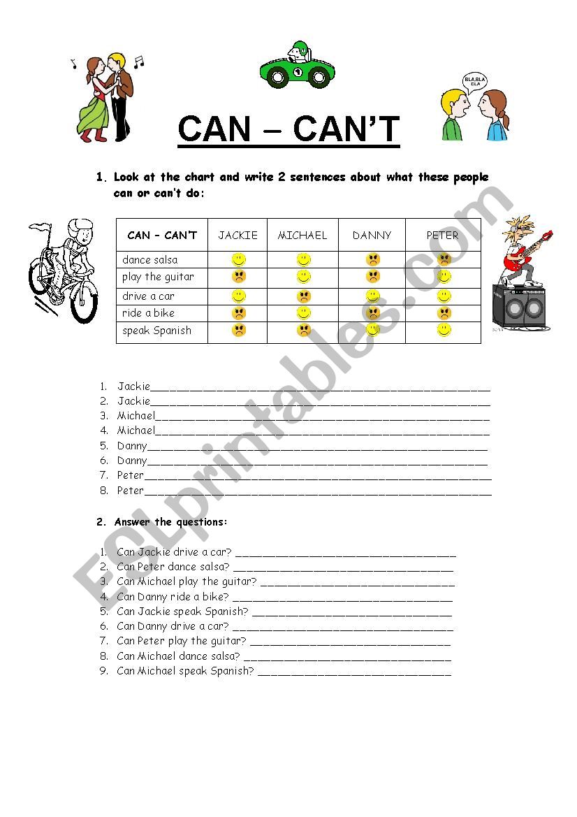 Can Can´t - ESL worksheet by yolipandi