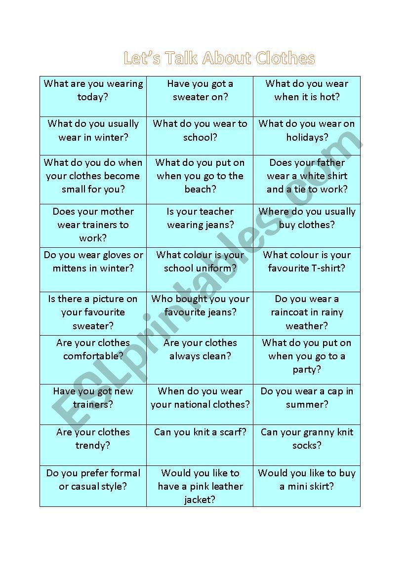 Let´s Talk About Clothes - ESL worksheet by Nina Rjabukha