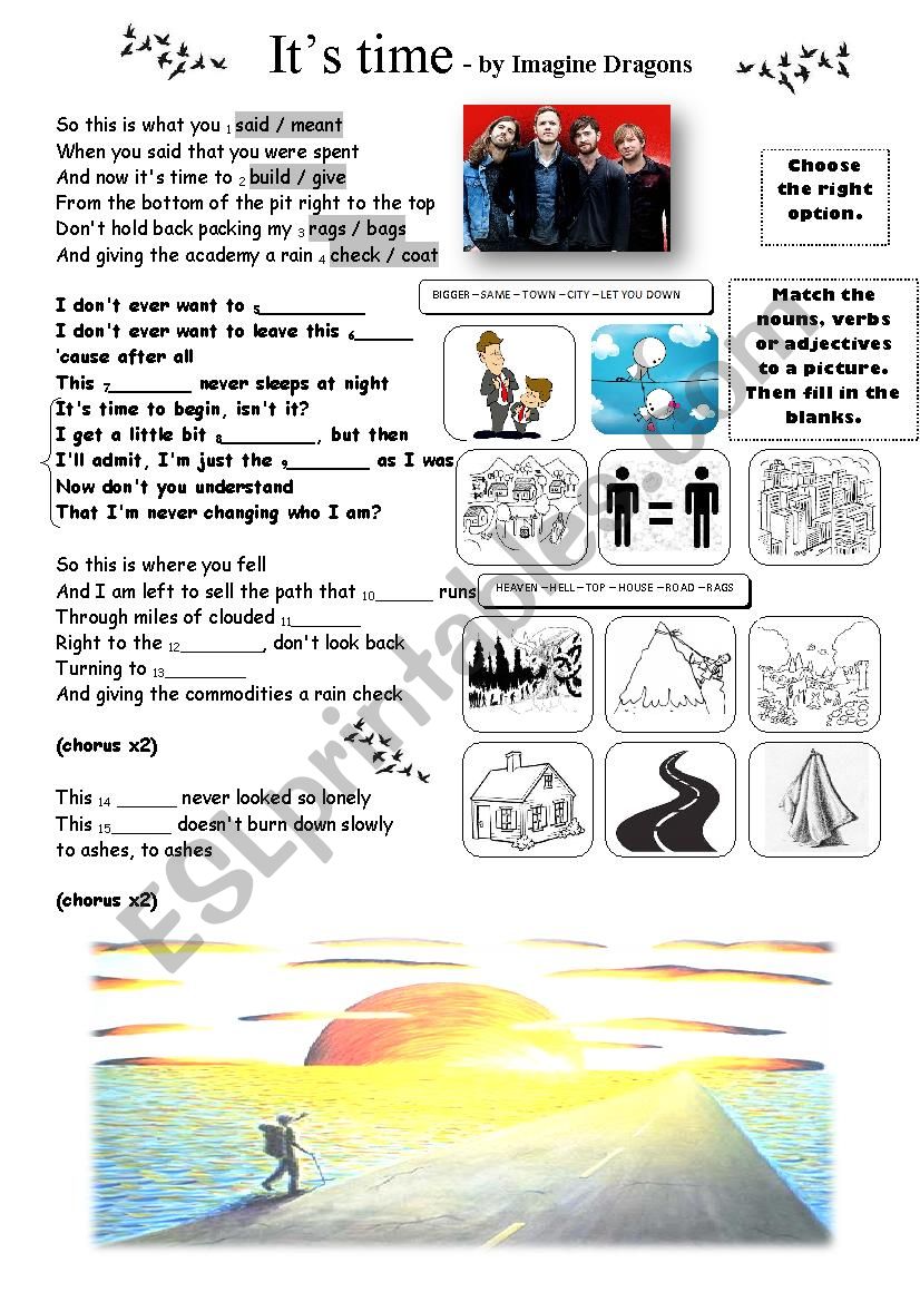 It´s time - Imagine Dragons - ESL worksheet by marilafi