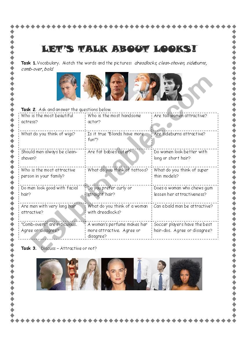 Let´s Talk about Looks - ESL worksheet by EstherLee76