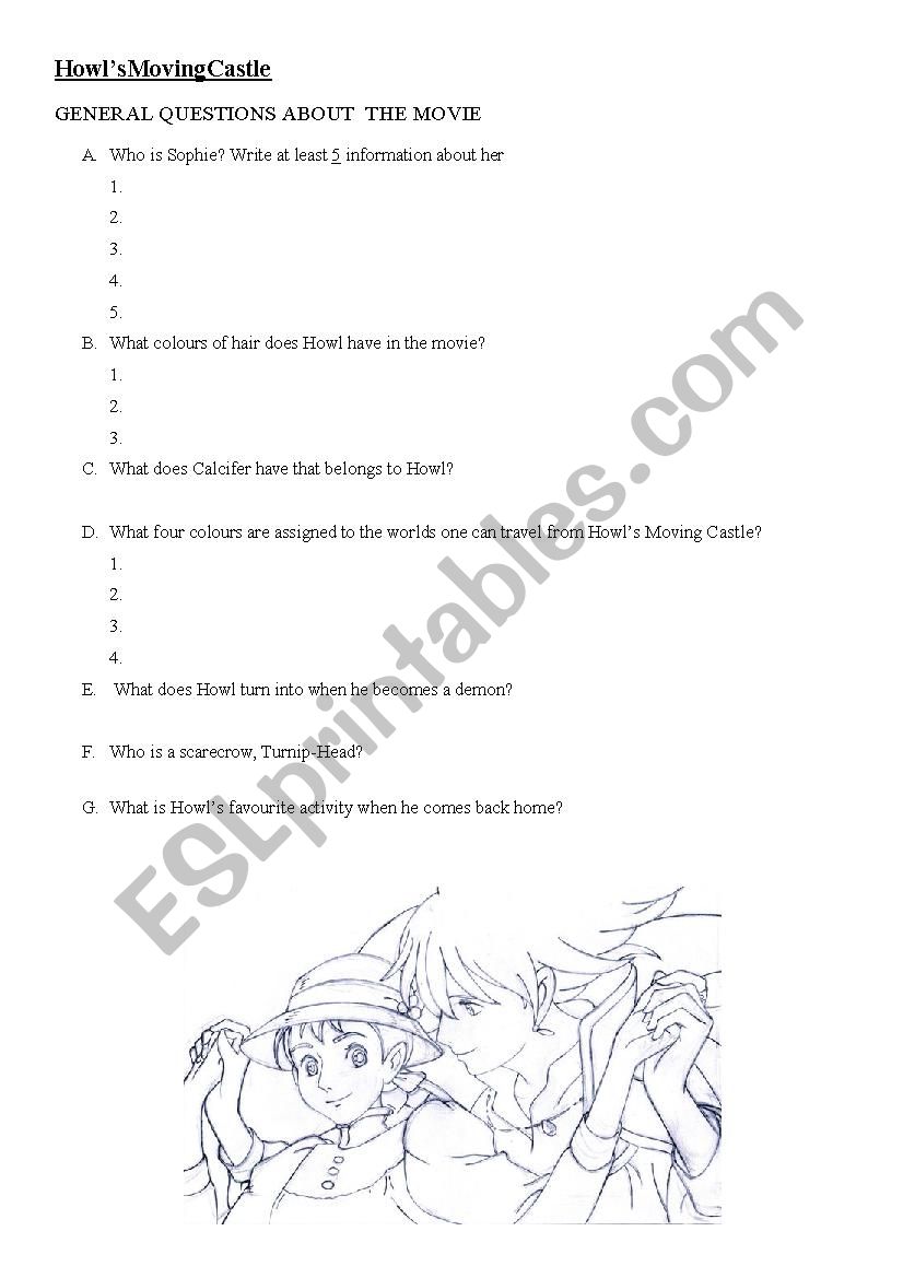 Howl´s Moving Castle part 2 - ESL worksheet by natalia.k