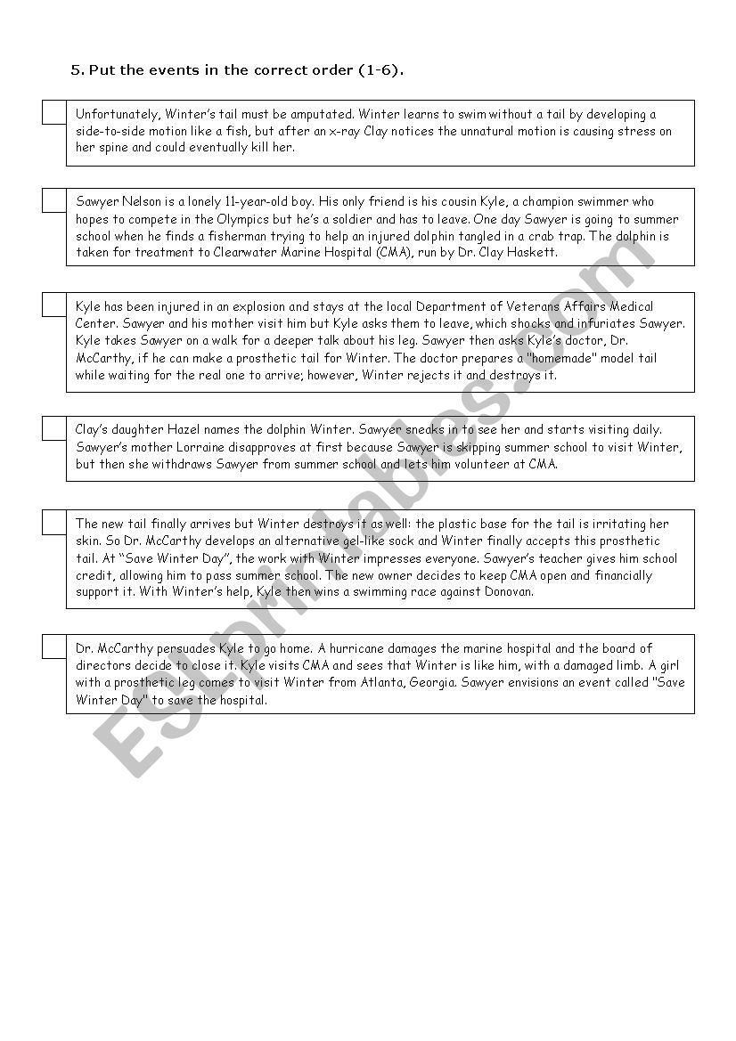 Dolphin Tale Worksheet
