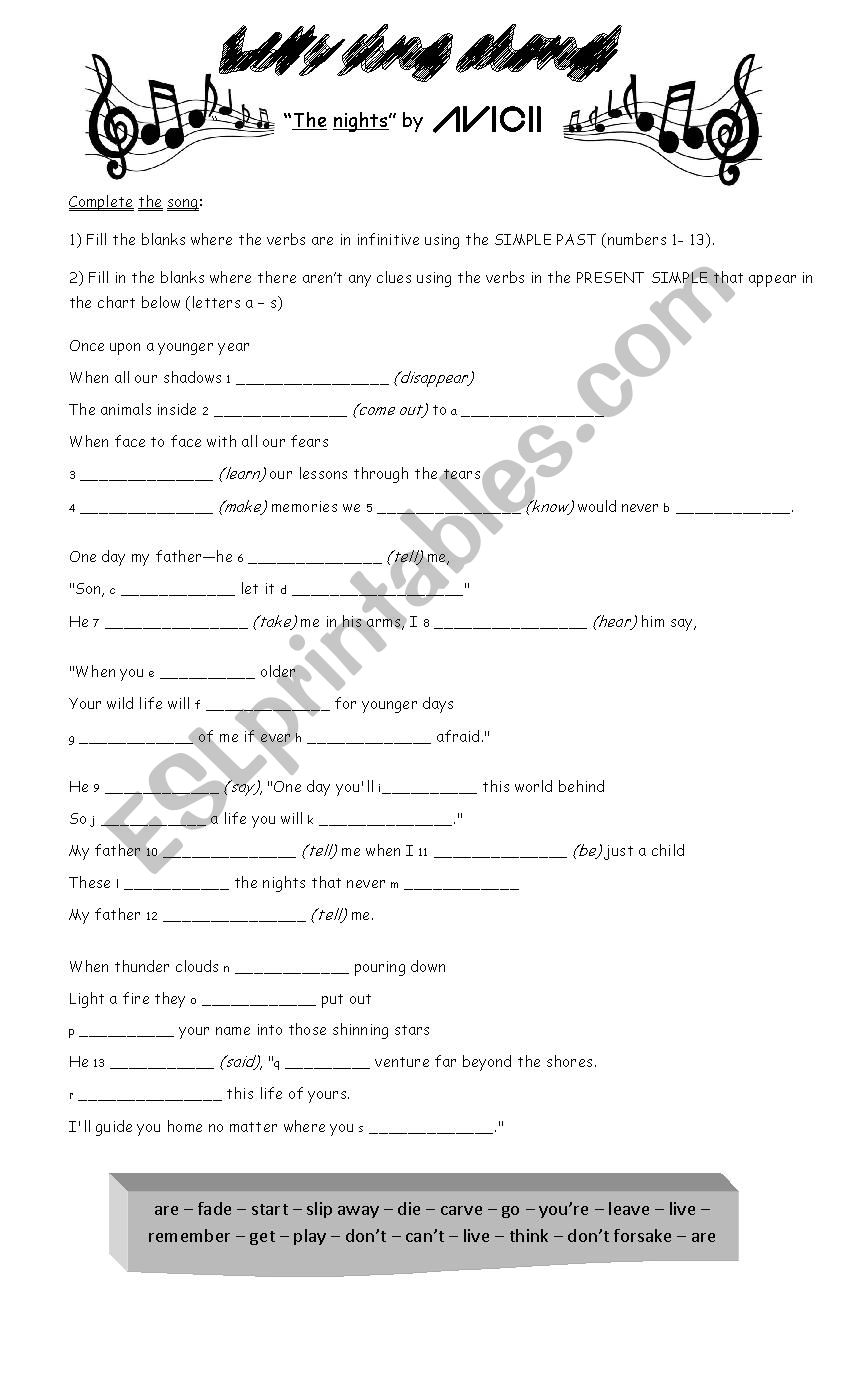 Let´s sing along "The nights" by Avicii (simple past & simple present ...