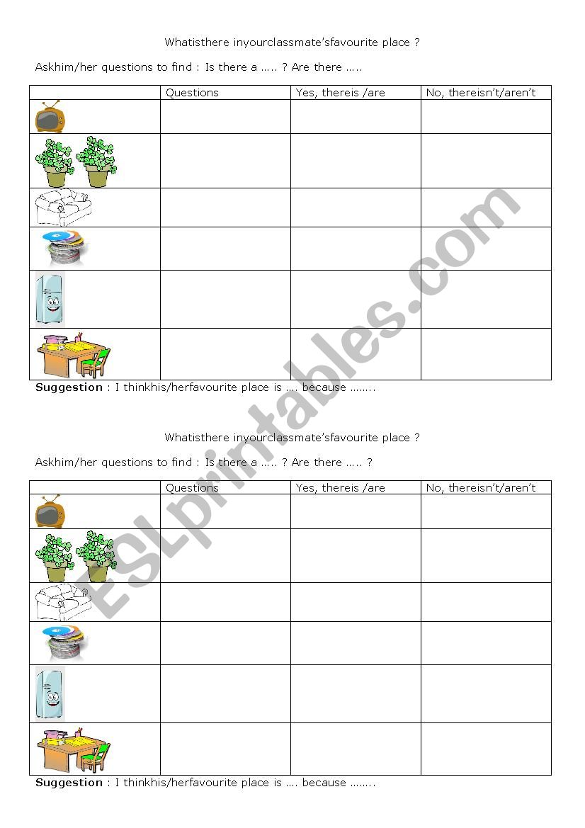 what is there in your classamte´s favorite place ? - ESL worksheet by ...