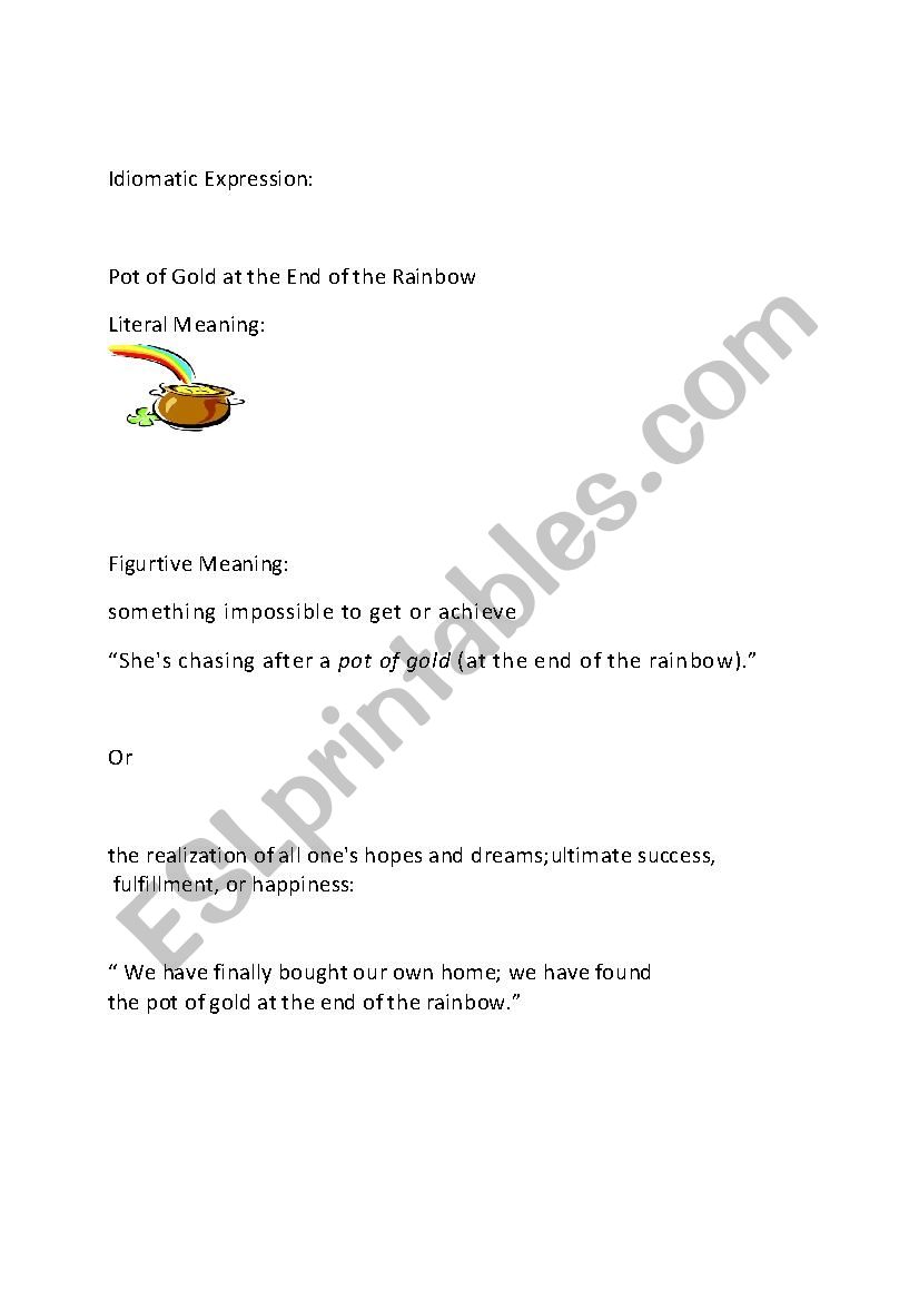 St. Patrick´s Day Idiom - ESL worksheet by amico95