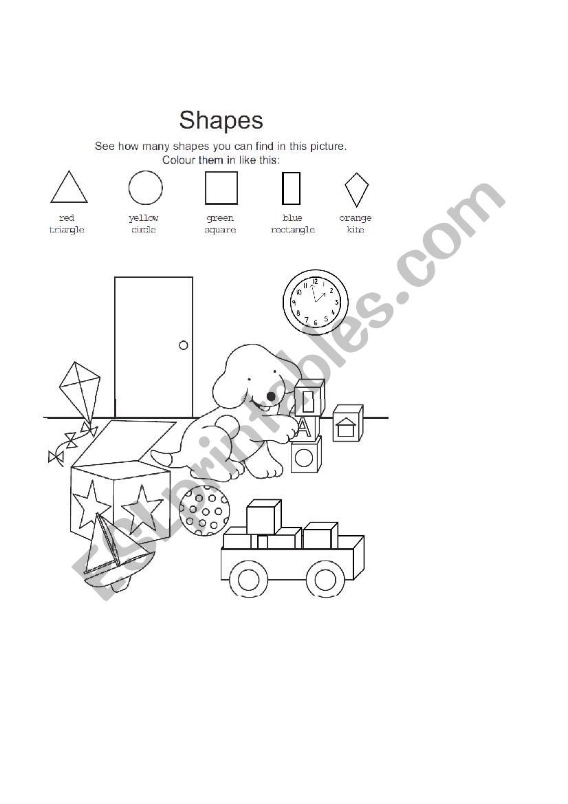 Where´s Spot? Revision of SHAPES and COLOURS - ESL worksheet by yamina77