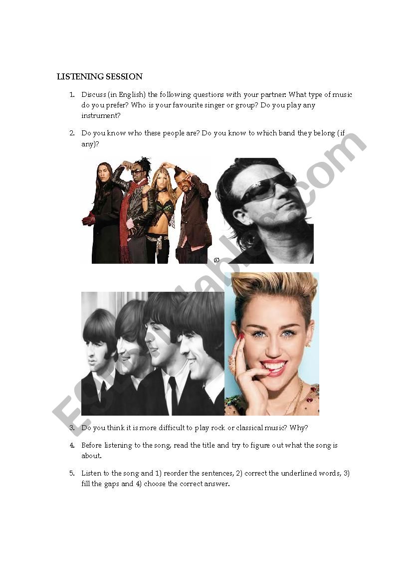 Bruno Mars Listening Activities - ESL worksheet by pakillosuarez