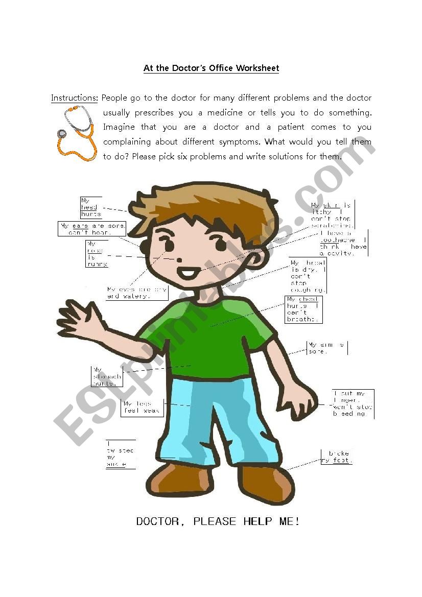 At the Doctor´s Office Worksheet - ESL worksheet by SmilingDuck