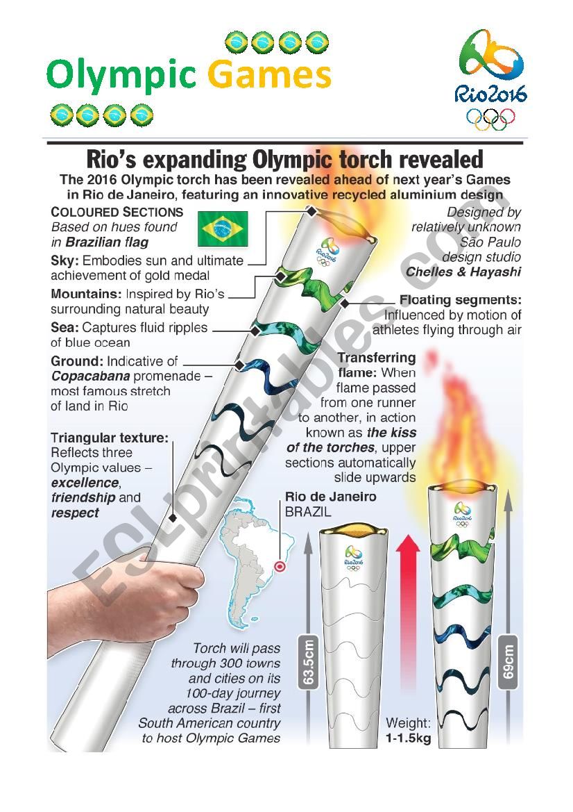 Rio 2016 - Rio de Janeiro´s Olympic Torch - ESL worksheet by Goodboyboy