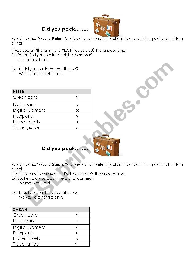Questions in the simple past+short answer - ESL worksheet by Lidia Ci