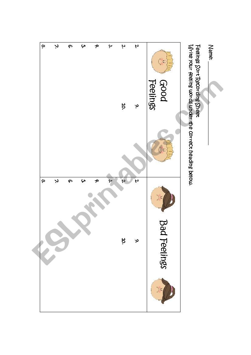 Feelings sorting quiz worksheet - ESL worksheet by officially.ditched