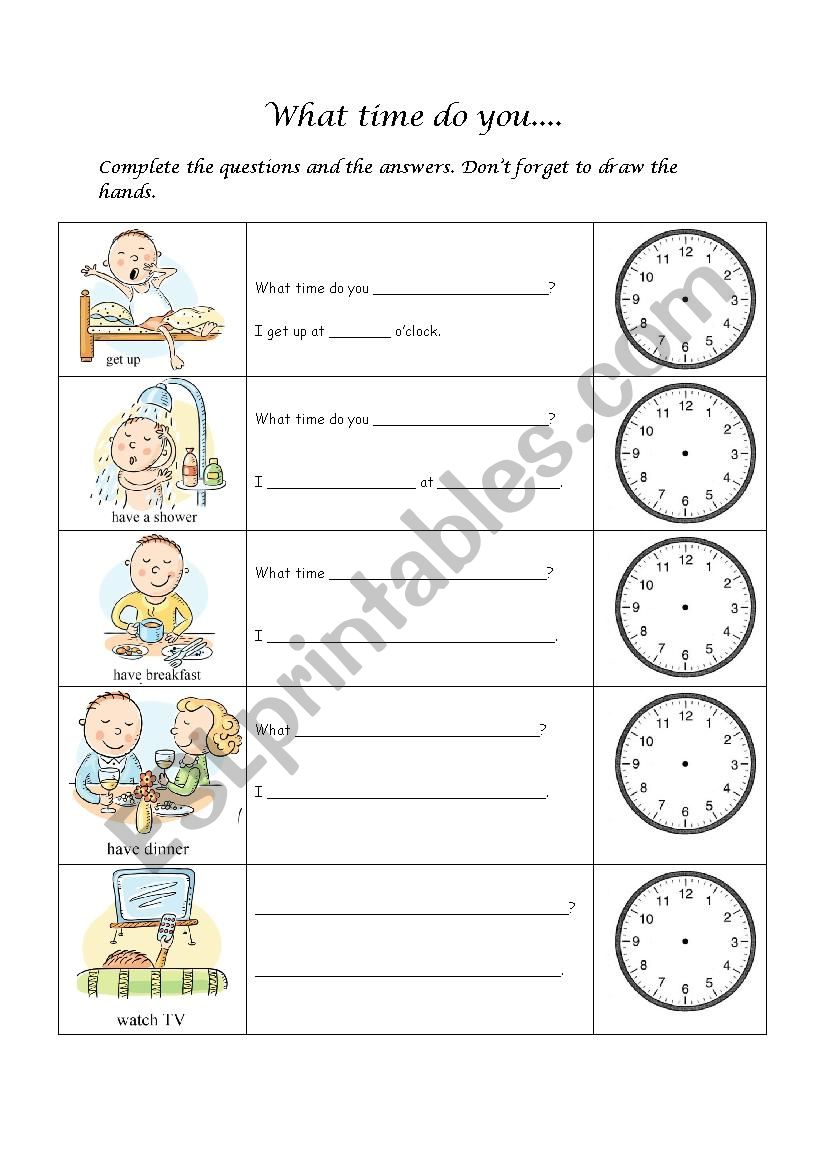 What Time Do You ESL Worksheet By Melina220695