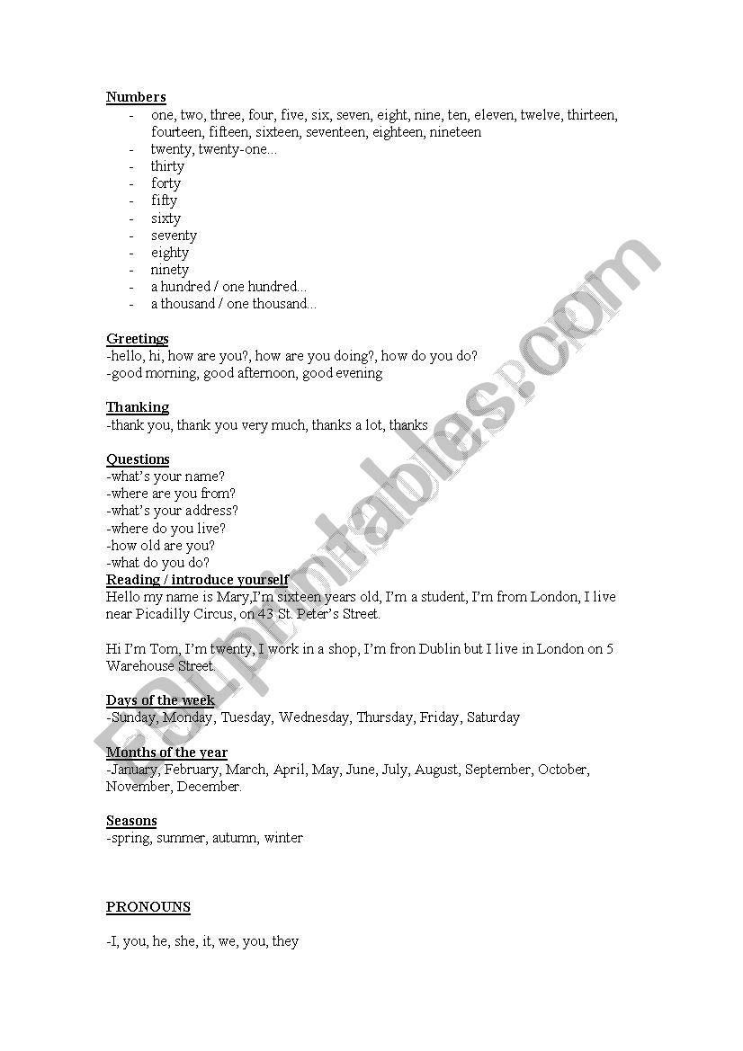 beginner´s worksheets - ESL worksheet by carrasclet