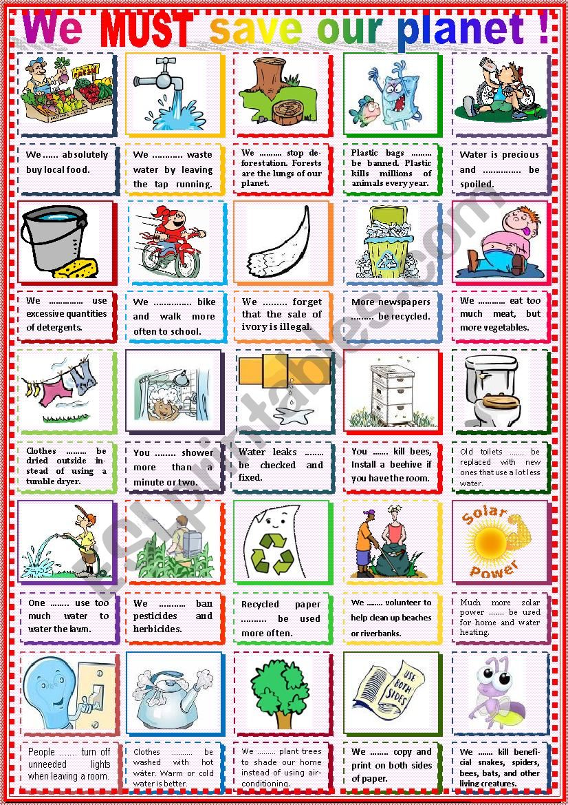 We must save our planet ! (with must and mustn´t) - ESL worksheet by ...