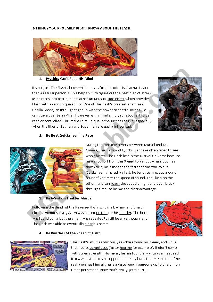 6 Things You Probably Didn´t Know About the Flash - ESL worksheet by ...