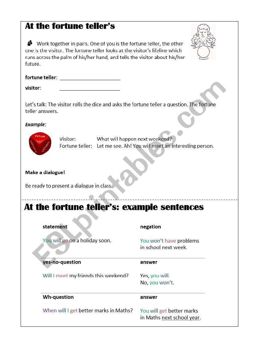 will-future: at the fortune-teller´s - ESL worksheet by miriyum