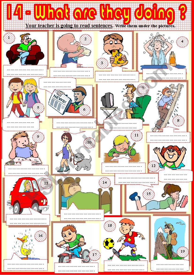 14. What are they doing ? + teacher´s extras - ESL worksheet by karagozian