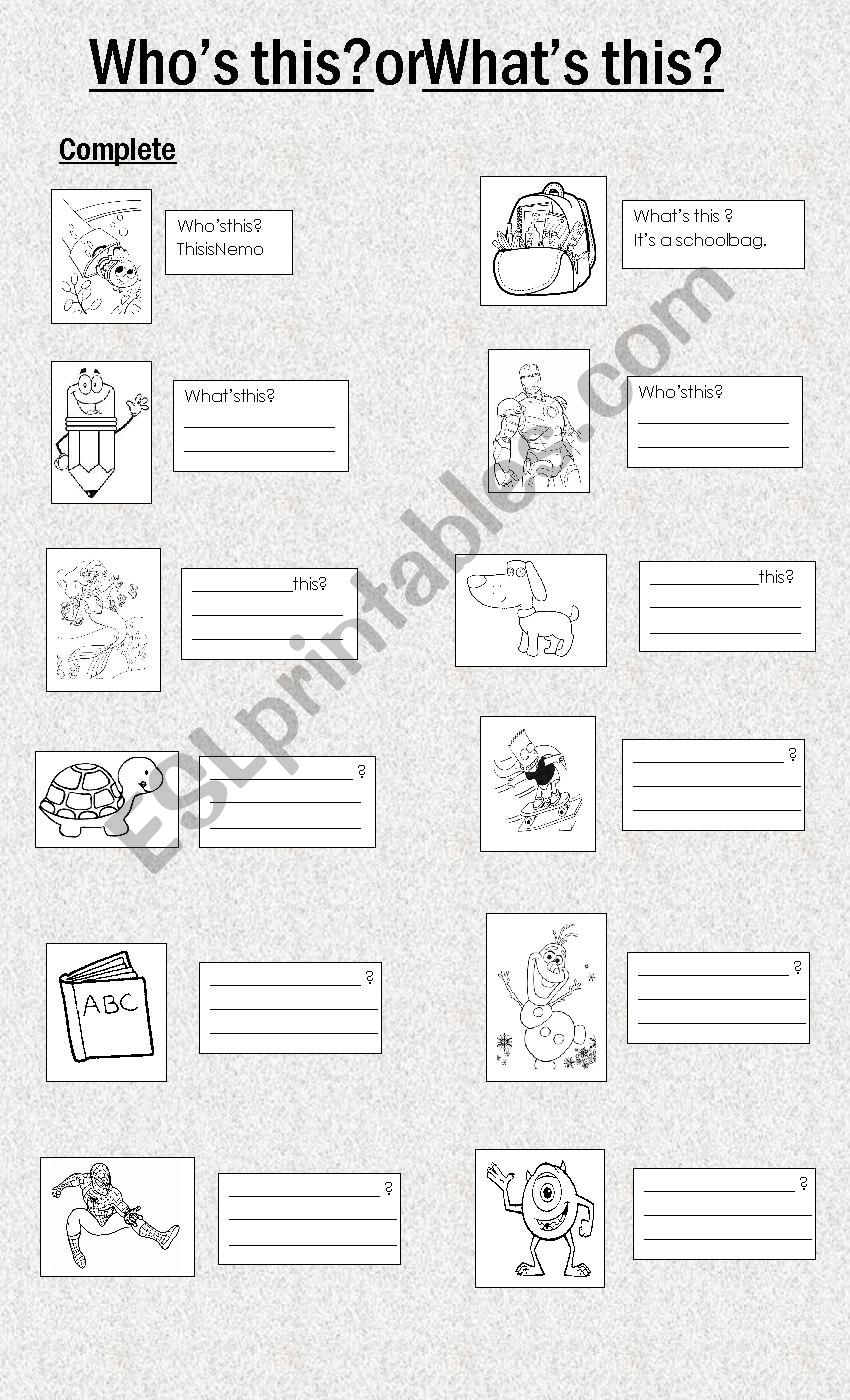 Who´s this? - What´s this? - ESL worksheet by topkidsnqn